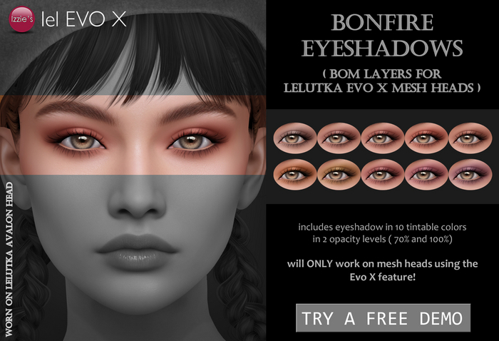 Second Life Marketplace - Izzie's - Bonfire Eyeshadows (Evo X BOM)