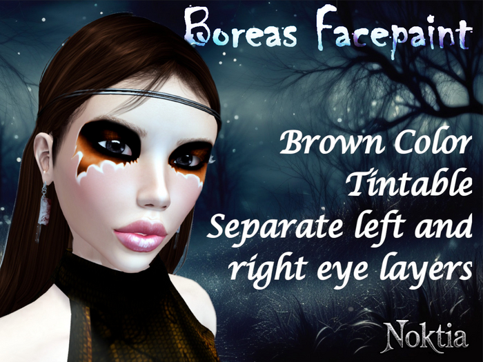 Second Life Marketplace - [SLUV BOM] Boreas Face Paint - Brown (Freebie)