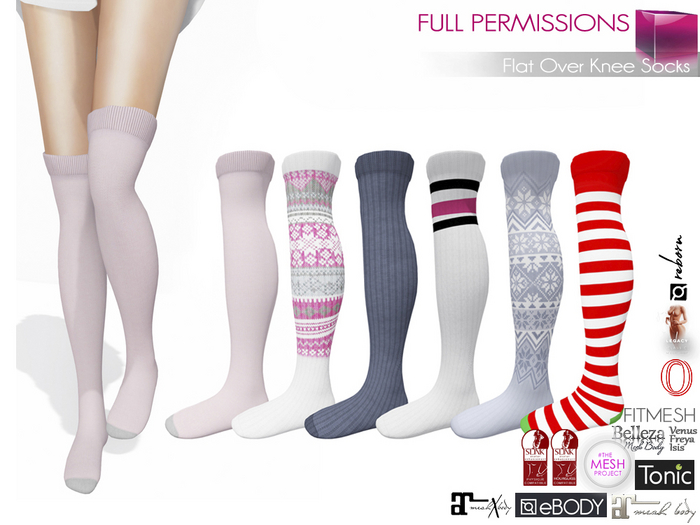 Second Life Marketplace - Full Perm Women's Flat Over Knee Socks for ...