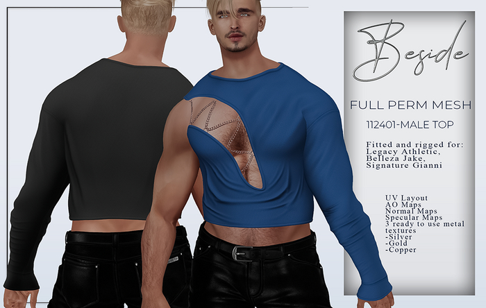 Second Life Marketplace - BESIDE 112401 FULL PERM MESH - Male Top