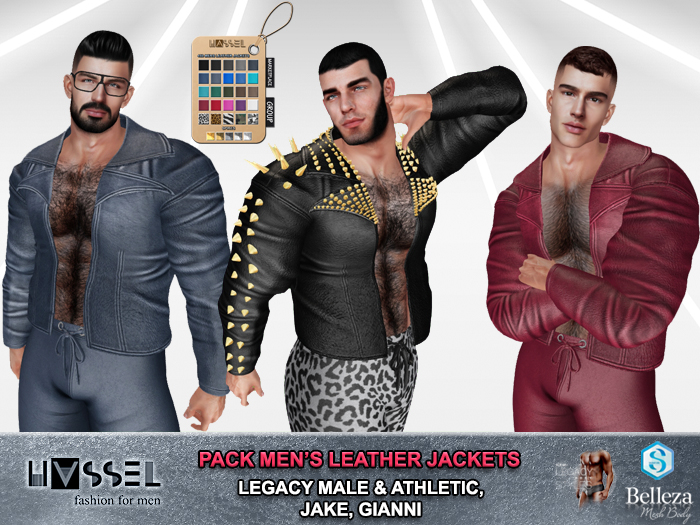 Second Life Marketplace - (HASSEL) PACK MENS SEXY OPEN LEATHER JACKETS ...
