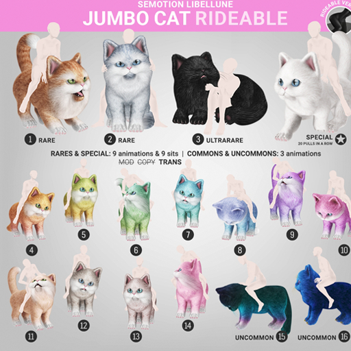 Second Life Marketplace - SEmotion Libellune Jumbo Cat Rideable COMMON 13