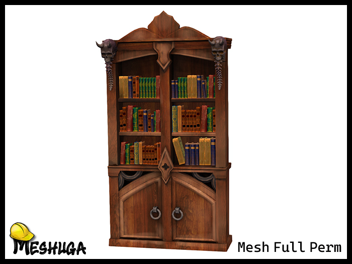 Second Life Marketplace - Meshuga Macabre Gothic Bookshelf FULL PERM MESH
