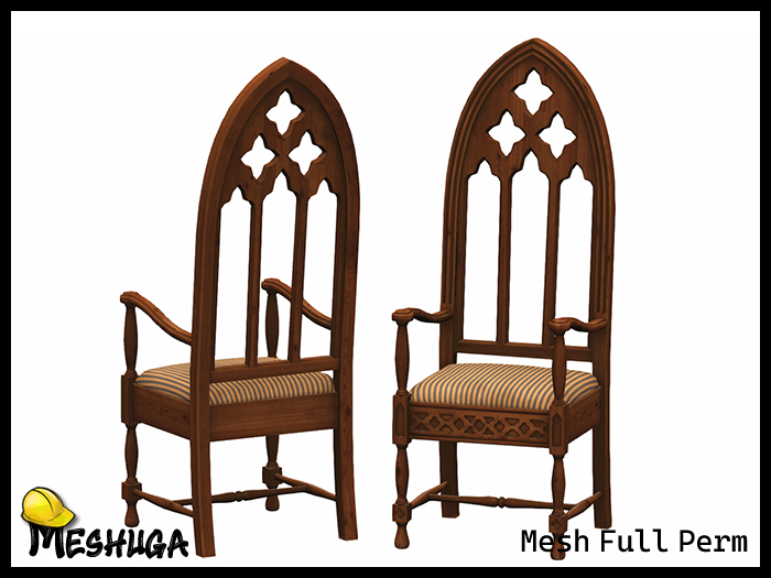 Second Life Marketplace - Meshuga Medieval Gothic Chair FULL PERM MESH
