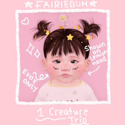 Second Life Marketplace - fairiebum - Cute Creatures Face Stickers