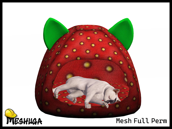 Second Life Marketplace - Meshuga Bicolor Cat & Strawberry Bed FULL ...