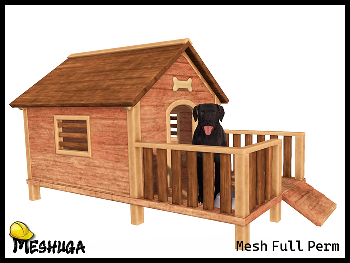 Second Life Marketplace - Meshuga Black Labrador Dog & House FULL PERM MESH
