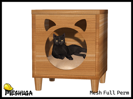 Second Life Marketplace - Meshuga Kitten Pet Bed & Cat FULL PERM MESH