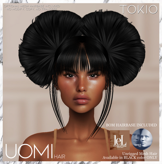 Second Life Marketplace - TOKIO Hair - UOMI Alpha Hair - Black