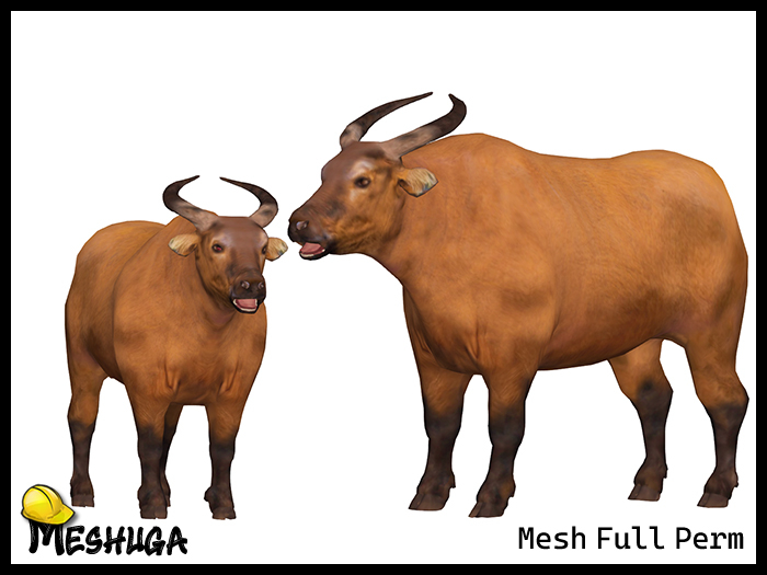 Second Life Marketplace - Meshuga Farm Animals - Red Buffalo FULL PERM MESH