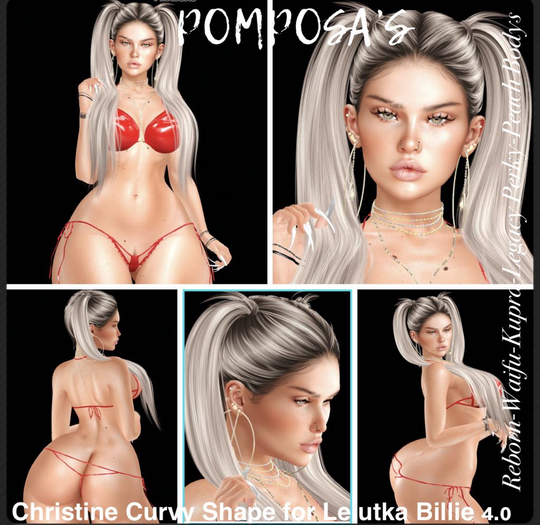 Second Life Marketplace - CHRISTINE Curvy Shape REB-WAIFU-KUPRA-LEG P-PEACH & BILLIE4.0