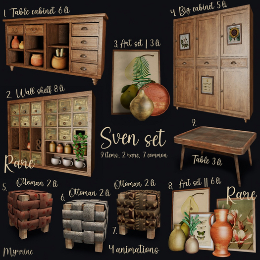 Second Life Marketplace - 8. Myrrine. Sven set art set II RARE