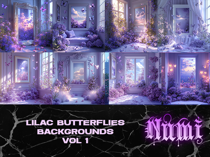 Second Life Marketplace - 8 Lilac Butterflies Room Backgrounds VOL 1 ...