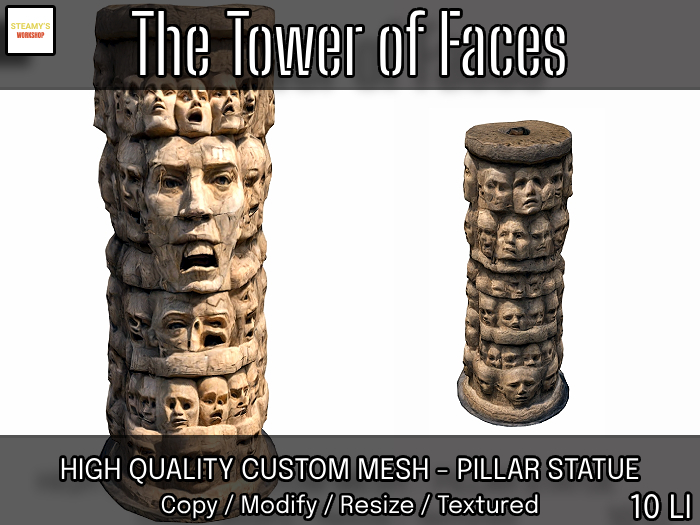 Second Life Marketplace - The Tower of Faces - Pillar Statue