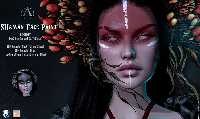 Second Life Marketplace - +ARANA+ Shaman Face Paint BOM - EvoX (Lelutka ...