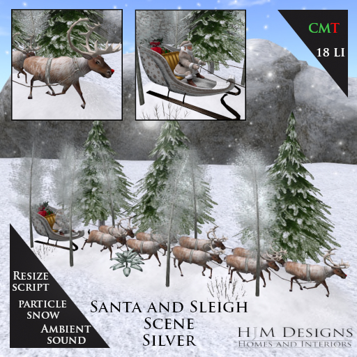 Second Life Marketplace - Santa and Sleigh Scene - Silver