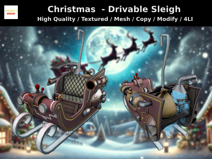 Second Life Marketplace - Drivable Christmas Sleigh