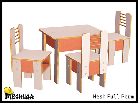 Second Life Marketplace - Meshuga Kids Bedroom - Table & Chair FULL ...