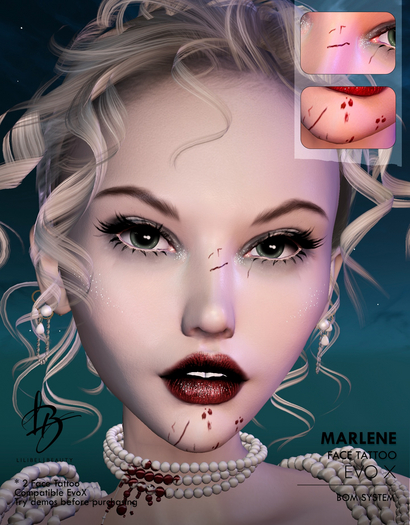 Second Life Marketplace - LB - Marlene Face Tattoo [EvoX]
