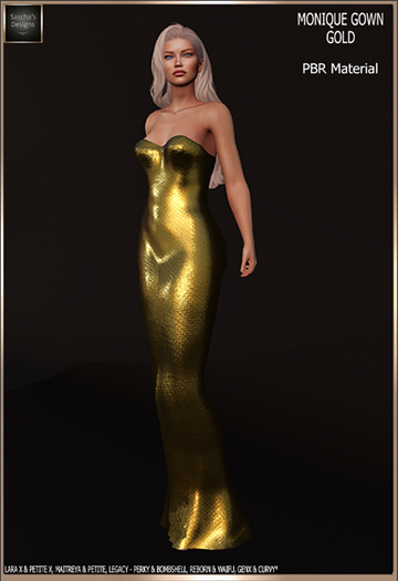 Second Life Marketplace - SAS - Monique Gold Gown - PBR (LaraX & MB)