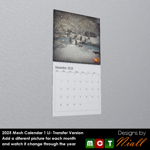 Second Life Marketplace - [Designs by Niall] - 2025 Calendar Transfer ...