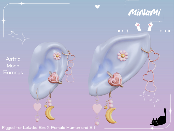 Second Life Marketplace - MiNaMi :: Astrid Moon Earrings