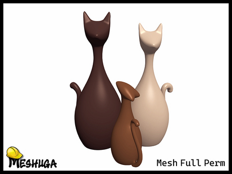 Second Life Marketplace - Meshuga Cats Ceramic Figurine FULL PERM MESH