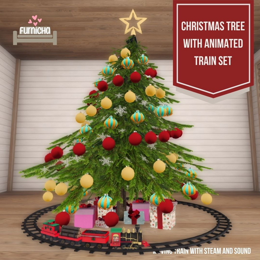 Second Life Marketplace - Christmas Tree with Cute Animated Toy Train ...