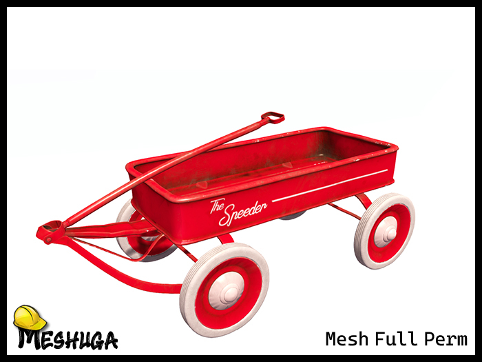 Second Life Marketplace - Meshuga Retro - That Red Kid Wagon FULL PERM MESH