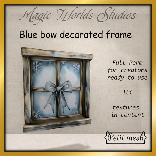 Second Life Marketplace - MW wood window with blue bow