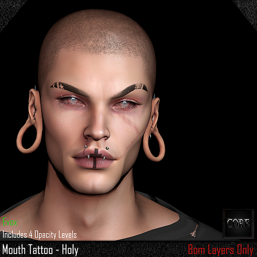 Second Life Marketplace - ::: Core ::: Mouth Tattoo - Holy (EvoX)