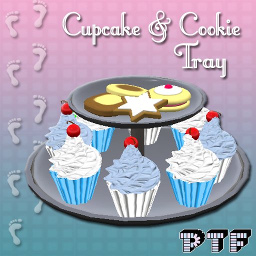 Second Life Marketplace - *Blue* Cupcake & Cookie Tray *Eat Animations*