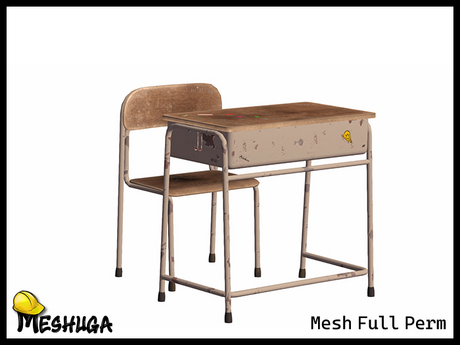 Second Life Marketplace - Meshuga Old School Desk & Chair FULL PERM MESH