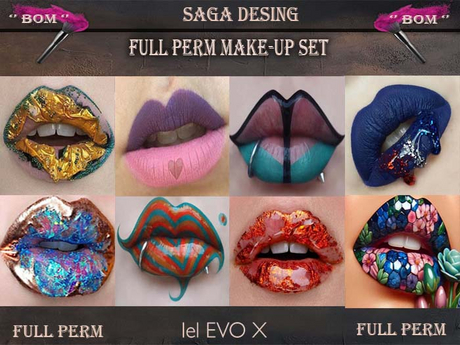 Second Life Marketplace - SaGa Design Full Perm GLAM LIPSTICK SET ''BOM ...