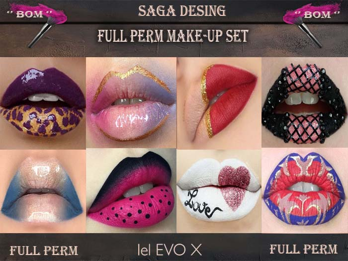 Second Life Marketplace - SaGa Design Full Perm GLAM LIPSTICK SET ''BOM ...