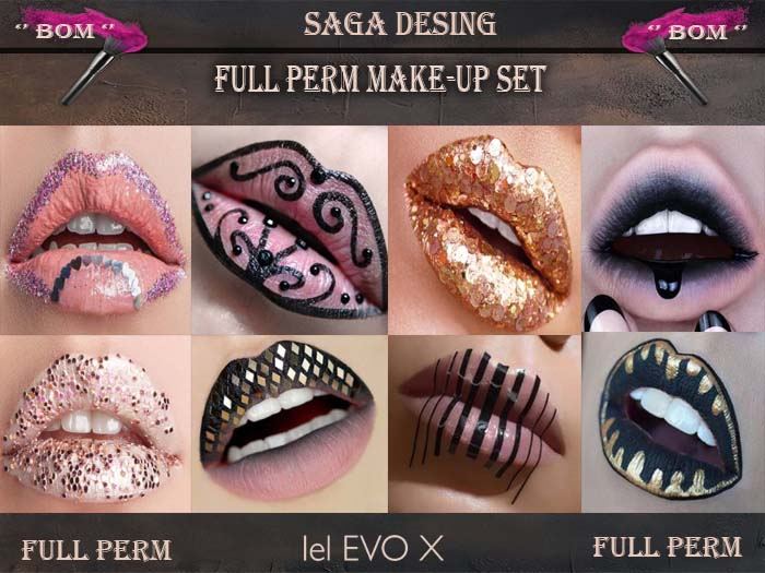 Second Life Marketplace - SaGa Design Full Perm GLAM LIPSTICK SET ''BOM ...