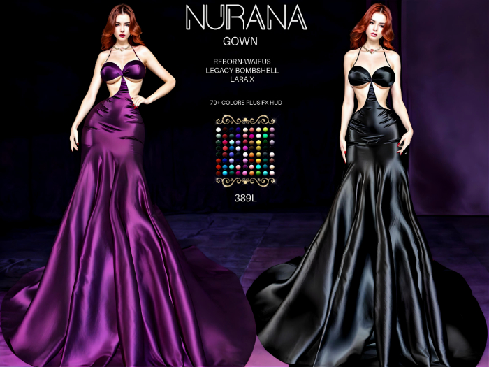 Second Life Marketplace - ️, Nurana Formal Gown,70+ Colors,Plus FX Hud