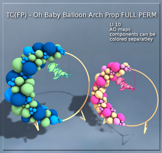 Second Life Marketplace - TC(FP) - Oh Baby Balloon Arch Prop FULL PERM
