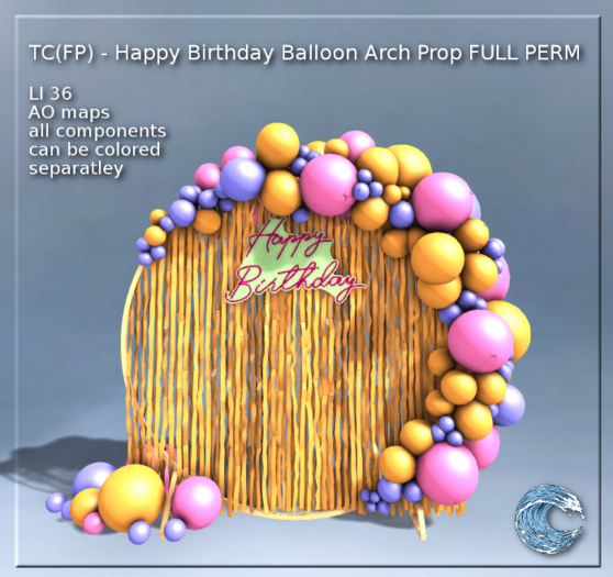Second Life Marketplace - TC(FP) - Happy Birthday Balloon Arch Prop ...