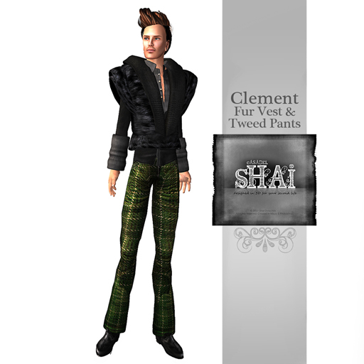 Second Life Marketplace - *Shai* Clement Fur Vest and Tweed Pants