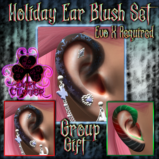 Second Life Marketplace - Dark Clover: Holiday Ear Blush Set *Group Gift*
