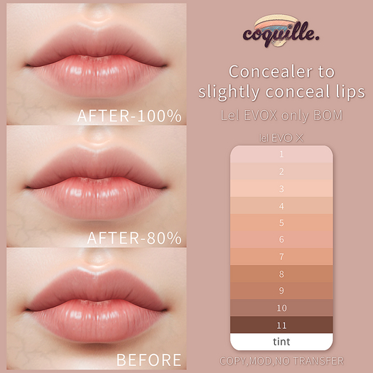 Second Life Marketplace - coquille. - Concealer to slightly conceal lips