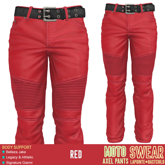 Second Life Marketplace - Leather Pants - Axel - MOTO RED