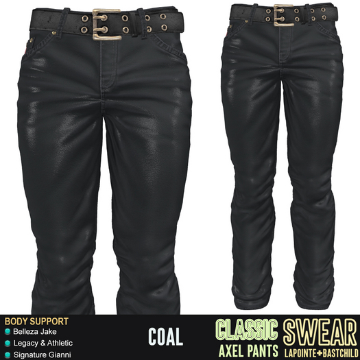 Second Life Marketplace - Leather Pants - Axel - CLASSIC COAL
