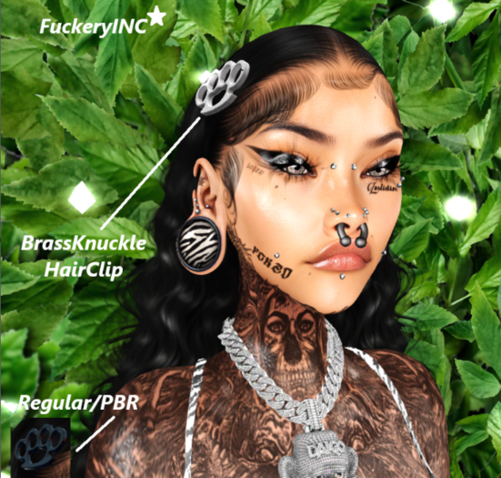 Second Life Marketplace - Brass Knuckle Hairclip -Fckzo