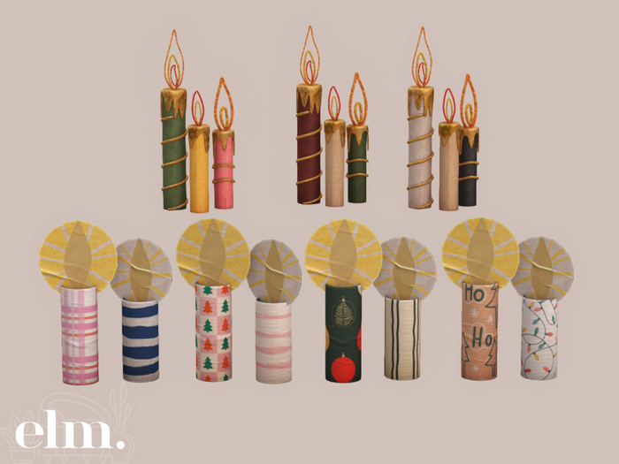 Second Life Marketplace - Elm. Holly Decor//Cardboard & Paper Candles