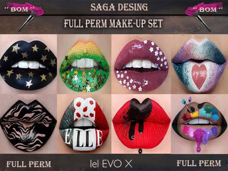 Second Life Marketplace - SaGa Design Full Perm GLAM LIPSTICK SET ''BOM ...