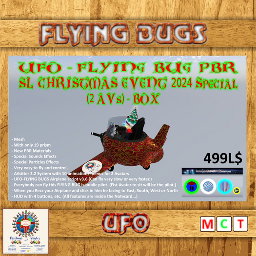 Second Life Marketplace - UFO - FLYING BUG PBR-SL CHRISTMAS EVENT 2024 ...