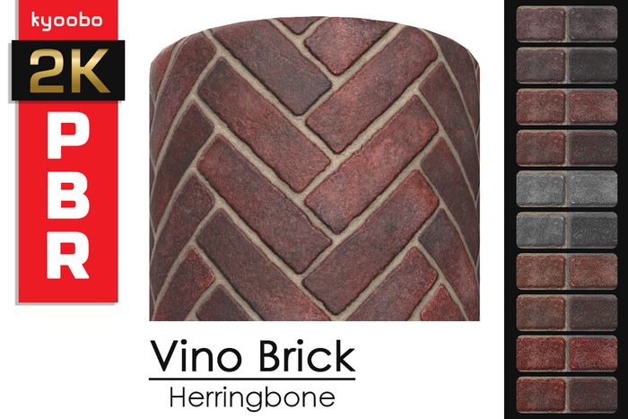 Second Life Marketplace - Vino Brick Herringbone 2k PBR [FULL PERM]