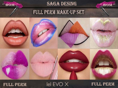 Second Life Marketplace - SaGa Design Full Perm GLAM LIPSTICK SET ''BOM ...